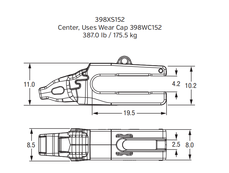 899XS152SL Shroud Adapter with Side Lock | for XS152 Series Bucket ...